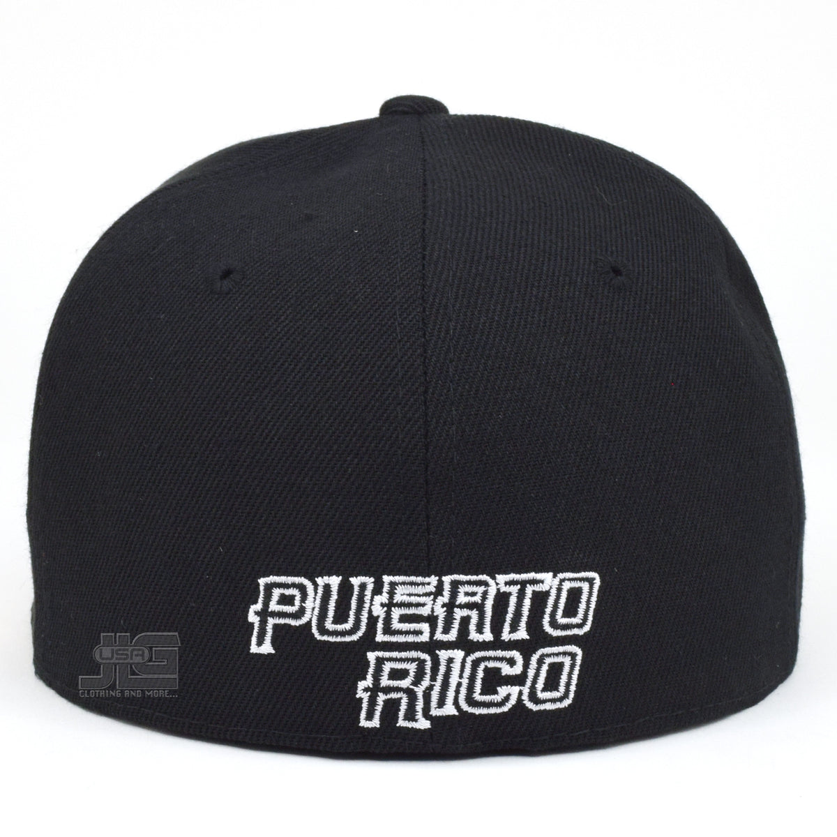PR Fitted Two Tone Solid Caps Puerto Rico Embroidered hat Front Side B ...